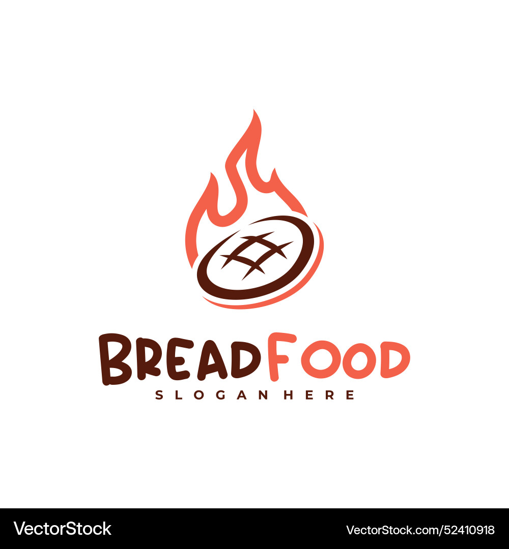 Fire bread logo template creative hot Royalty Free Vector
