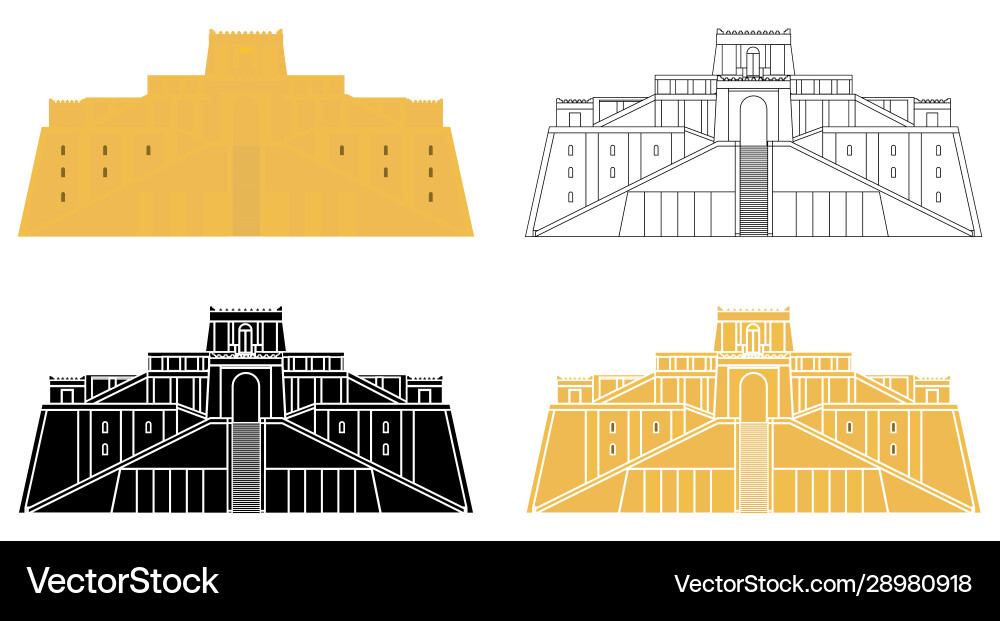 Great ziggurat at ur in front view Royalty Free Vector Image