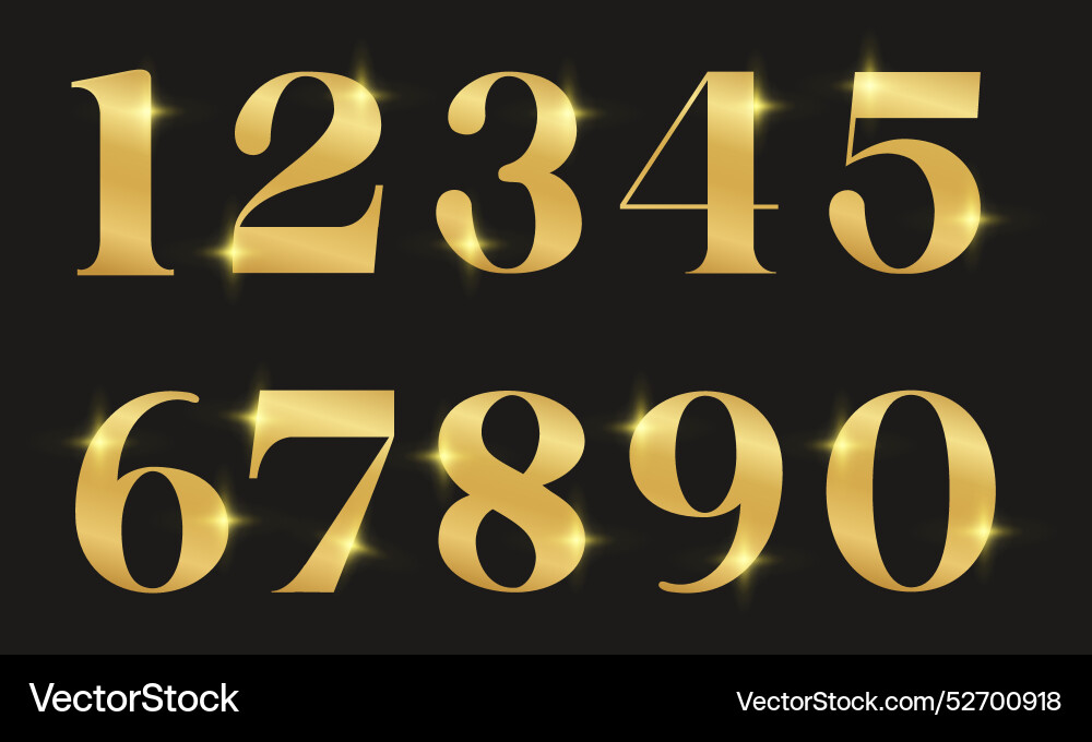 Isolated set of gold numbers Royalty Free Vector Image
