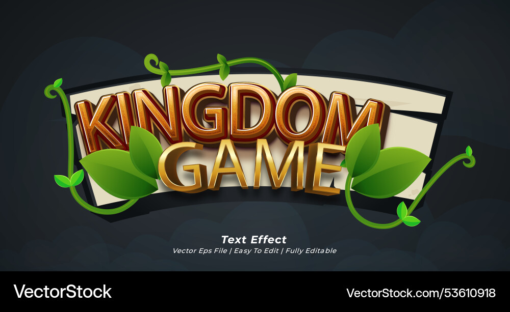 Kingdom game title gaming text effect with Vector Image