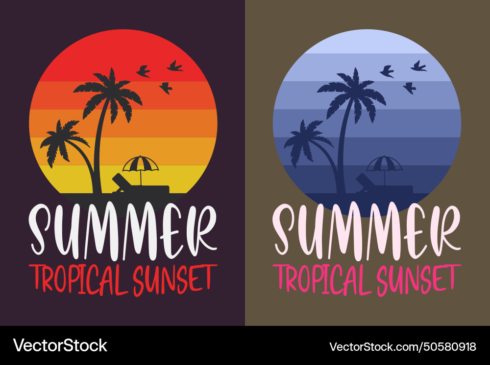 Summer tropical sunset Royalty Free Vector Image