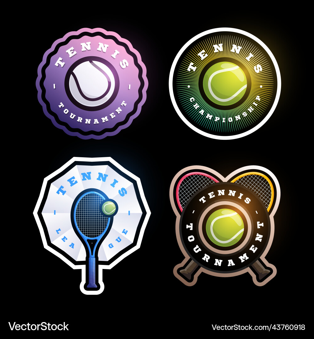 Tennis circular logo set modern professional Vector Image