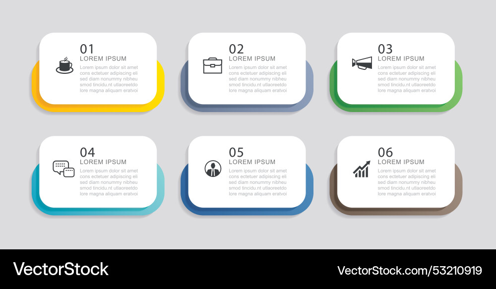 6 data infographics tab paper index template Vector Image