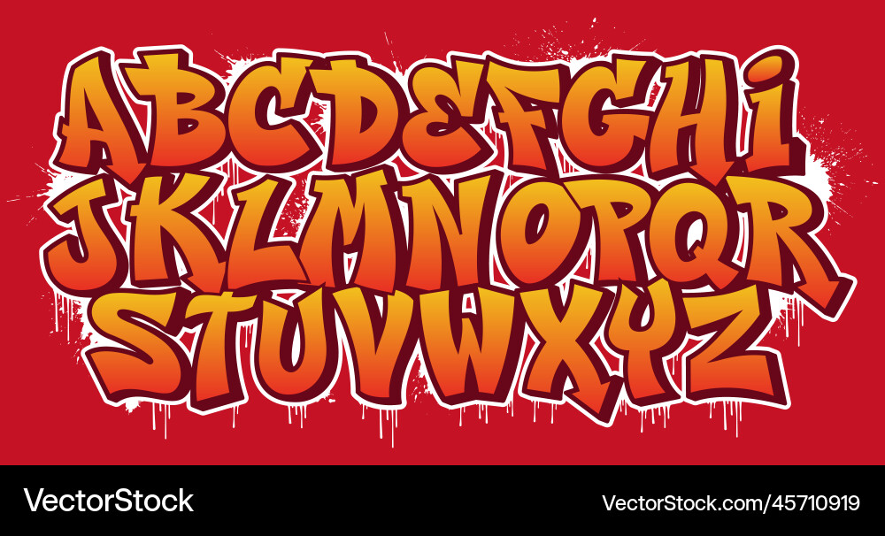 Bold Graffiti Font with Water Drops Royalty Free Vector