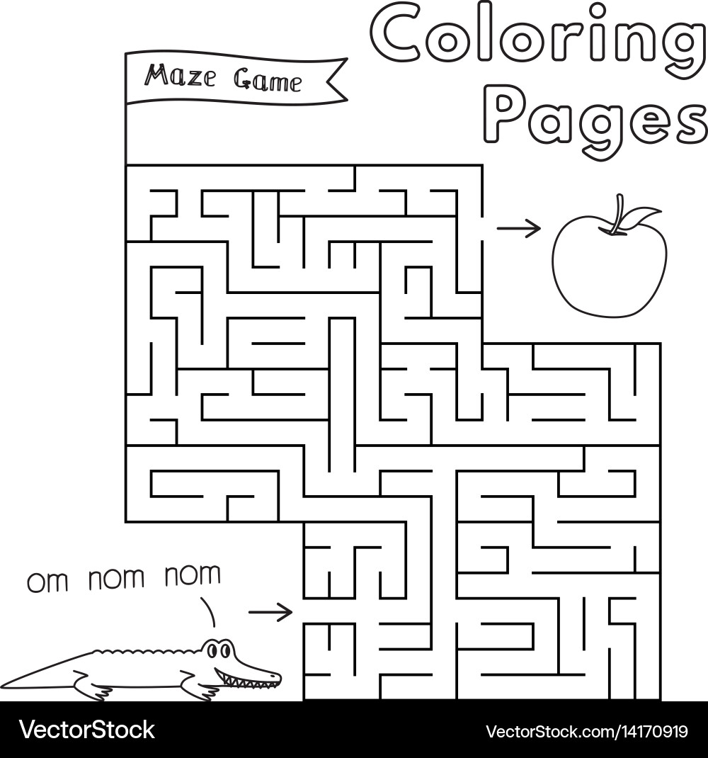 Cartoon alligator maze game Royalty Free Vector Image