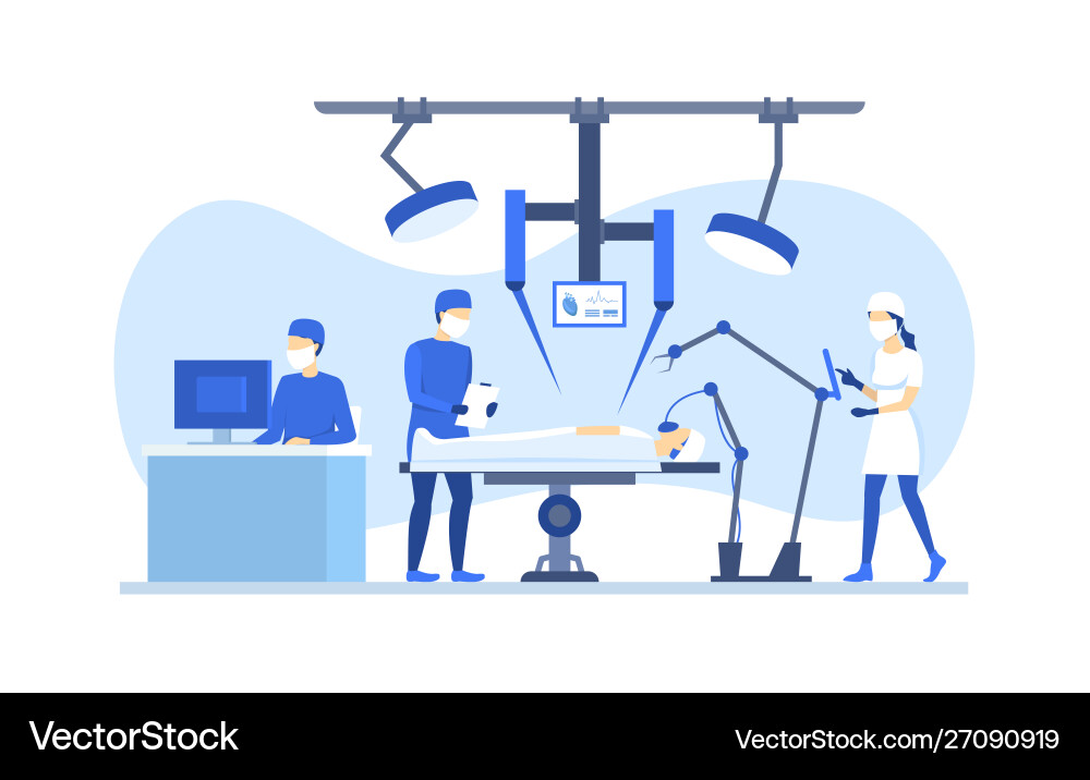 Cartoon color characters people robotic surgery Vector Image