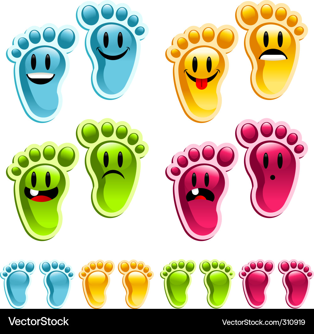 Colorful Happy Feet Icons Royalty Free Vector Image