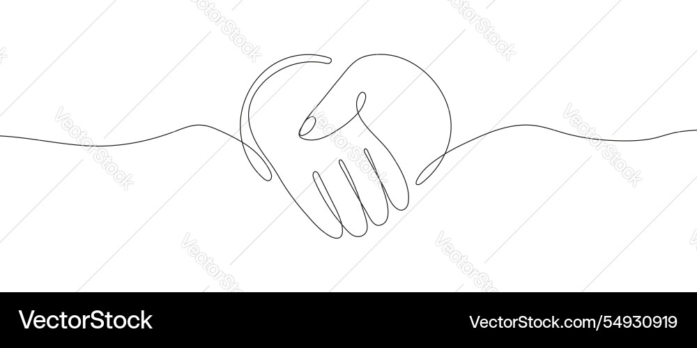 Continuous line drawing of a handshake in the Vector Image
