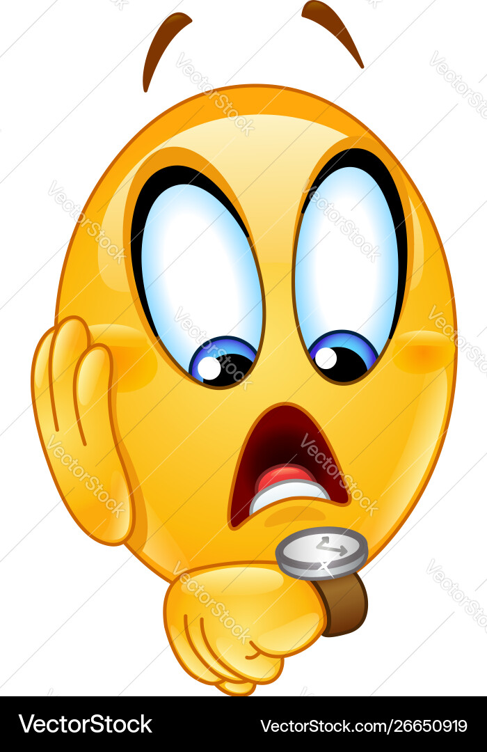 Late emoticon with watch Royalty Free Vector Image