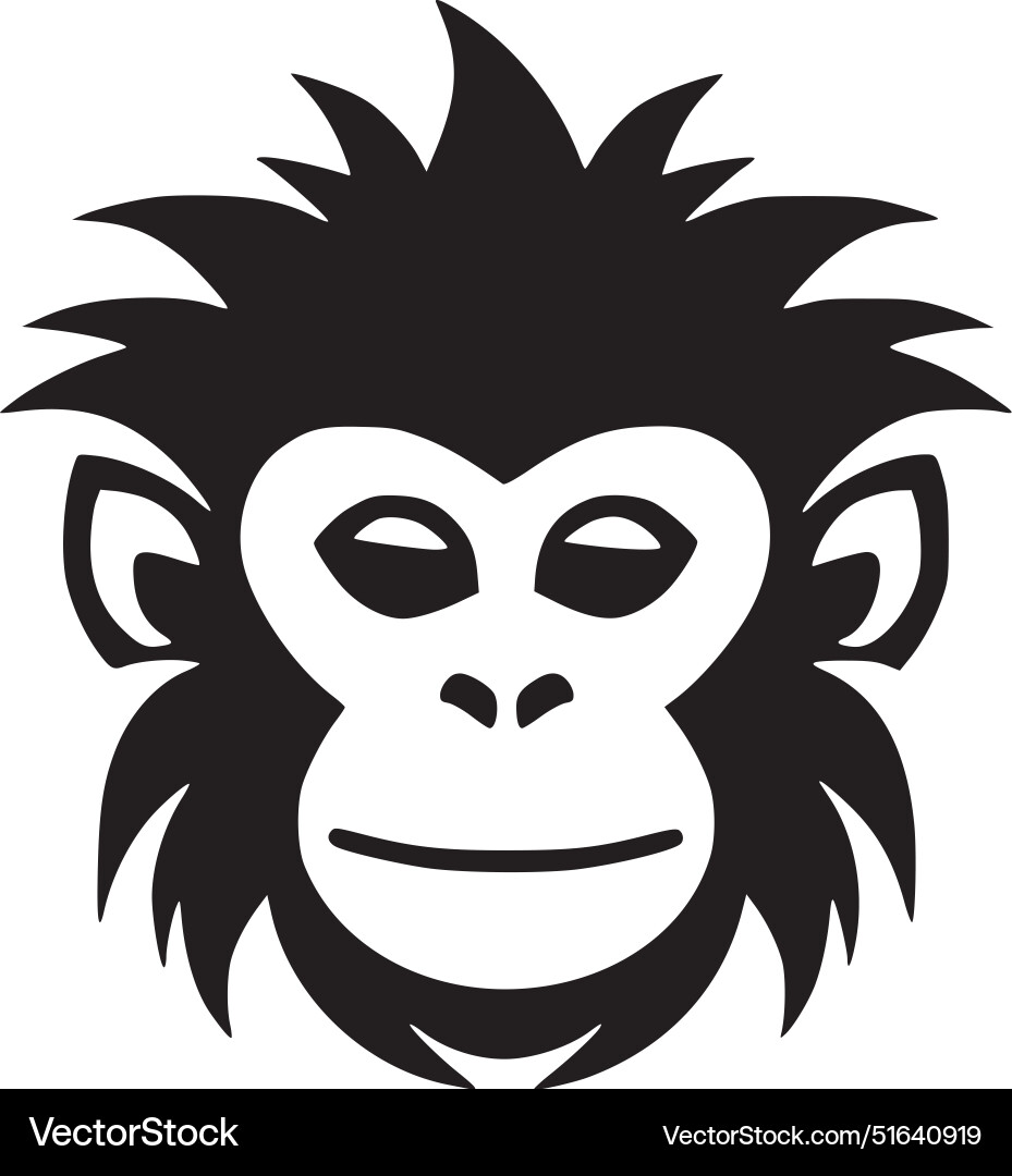 Monkey - minimalist and flat logo Royalty Free Vector Image