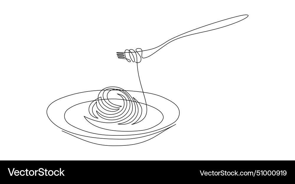Pasta and spaghetti in one continuous line drawing