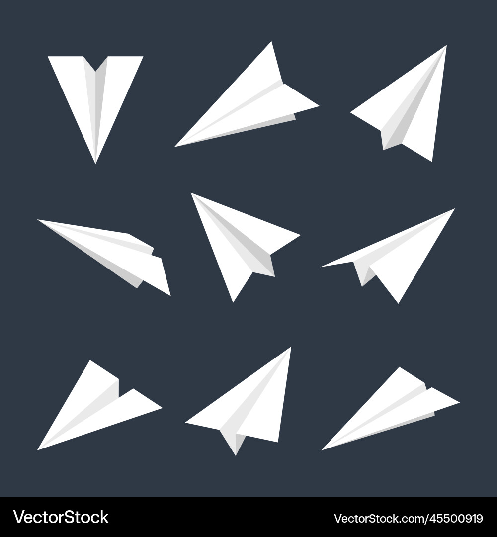 Realistic white paper planes collection handmade Vector Image