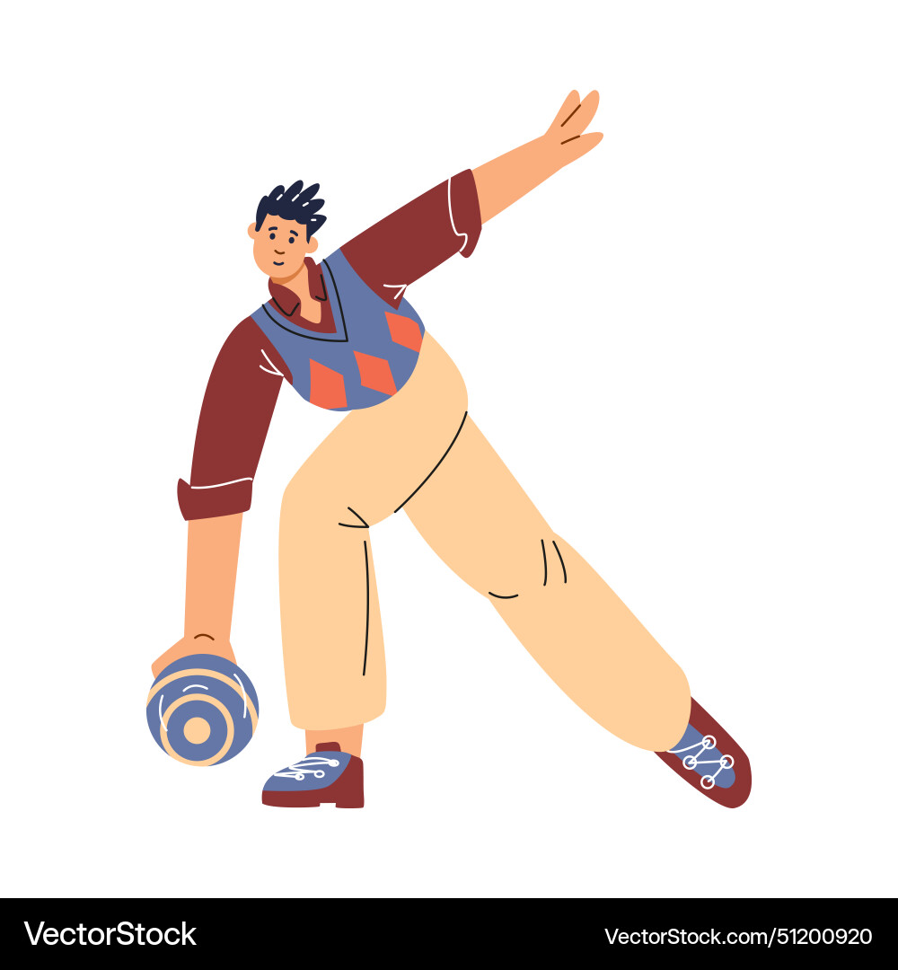 Bowler throws the ball in a dynamic scene Vector Image