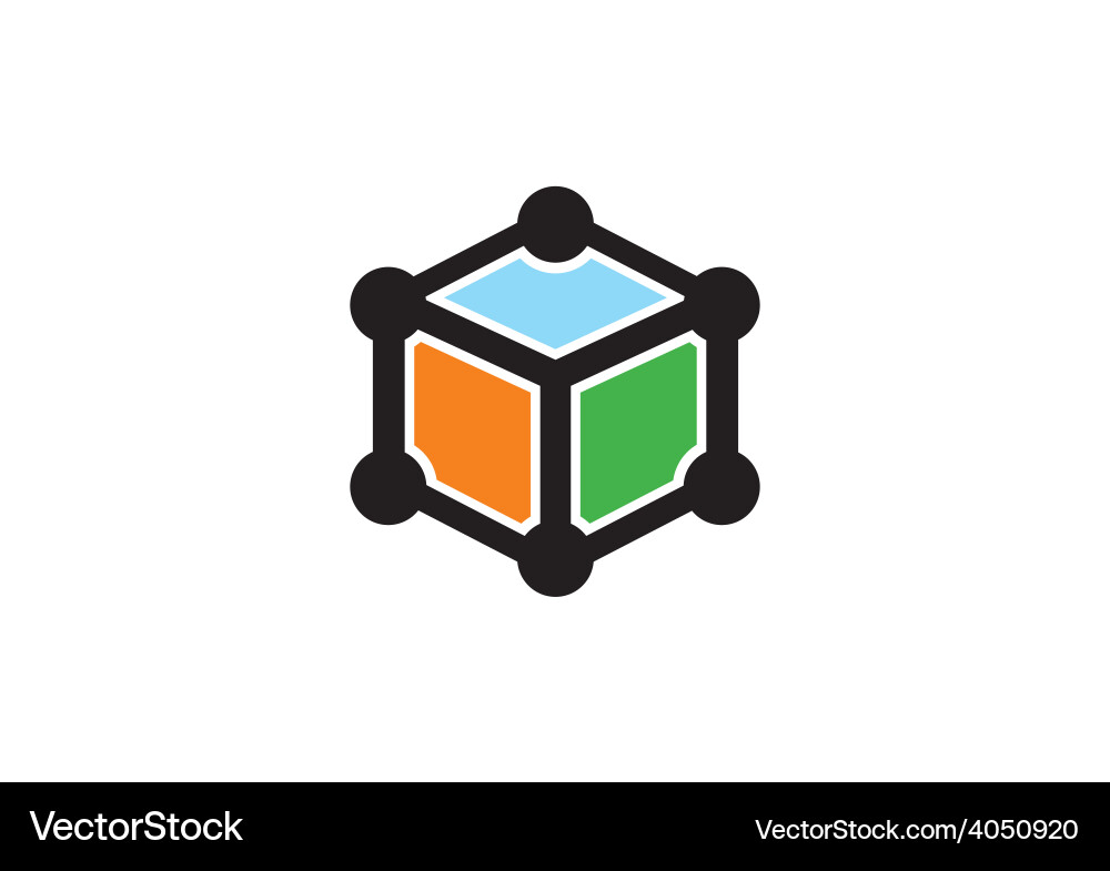 Box cube data technology logo Royalty Free Vector Image