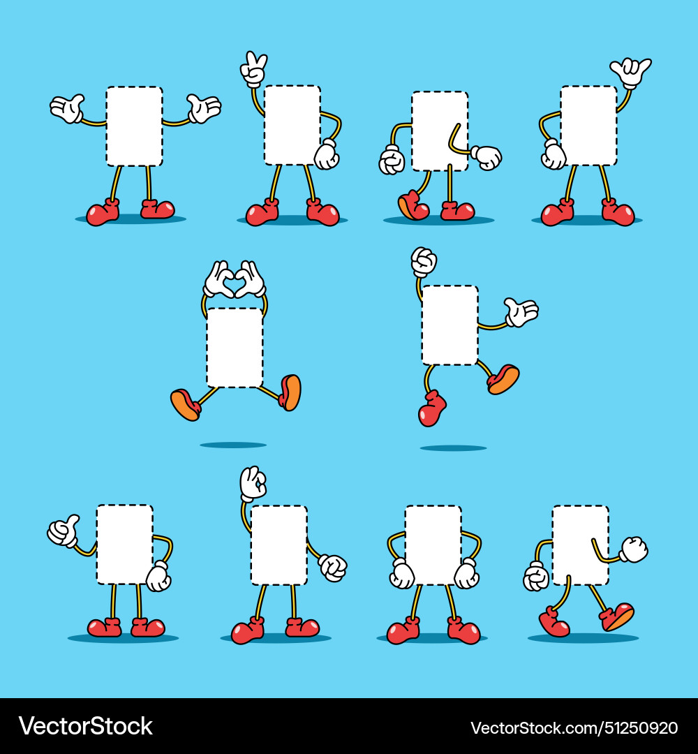 Box empty cartoon character set Royalty Free Vector Image