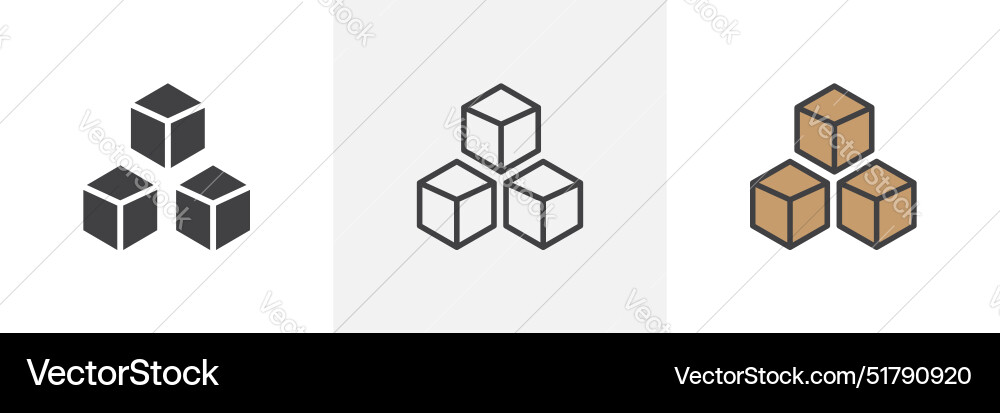 Cubes line icon set Royalty Free Vector Image - VectorStock