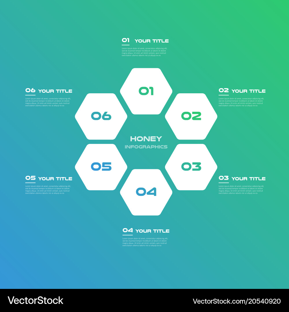 Honeycombs gradient infographics step Royalty Free Vector