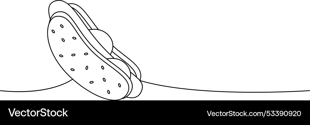Hot-dog one line continuous drawing takeaway Vector Image