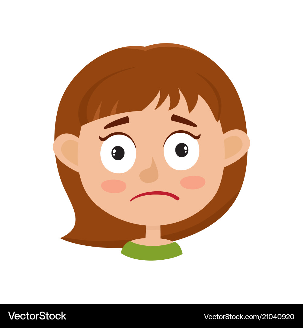 Little girl upset face expression isolated Vector Image