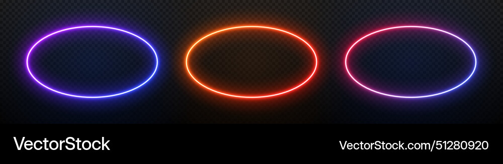 Neon oval light ellipse laser frame Royalty Free Vector