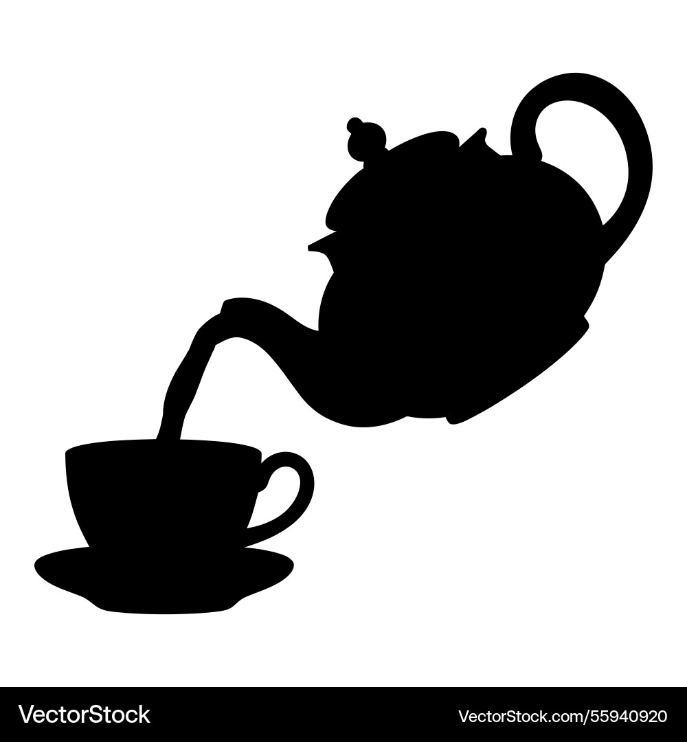 Teapot pouring silhouette Royalty Free Vector Image