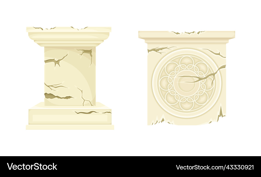 Broken marble pillars and stone column ruins Vector Image