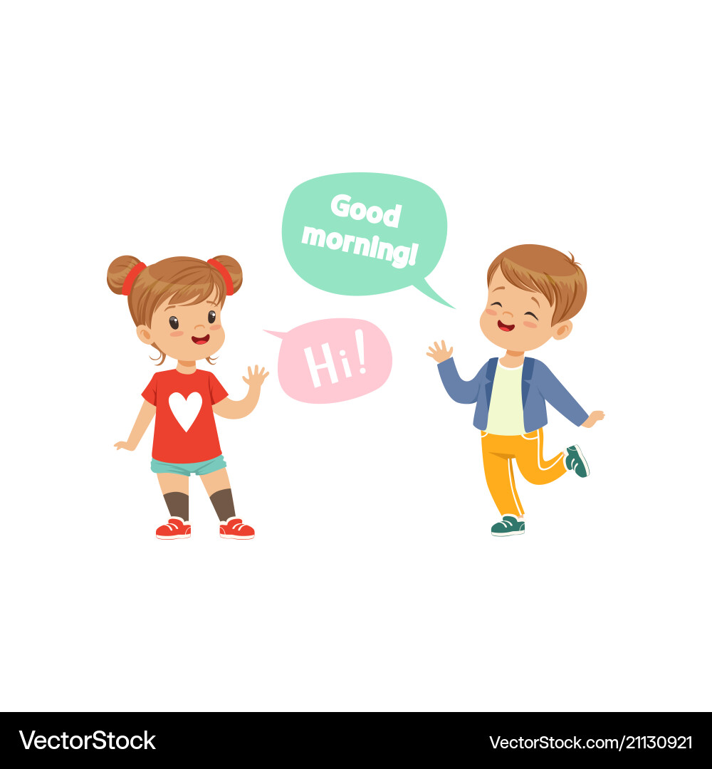 Children Greeting Each Other Royalty Free Vector Image