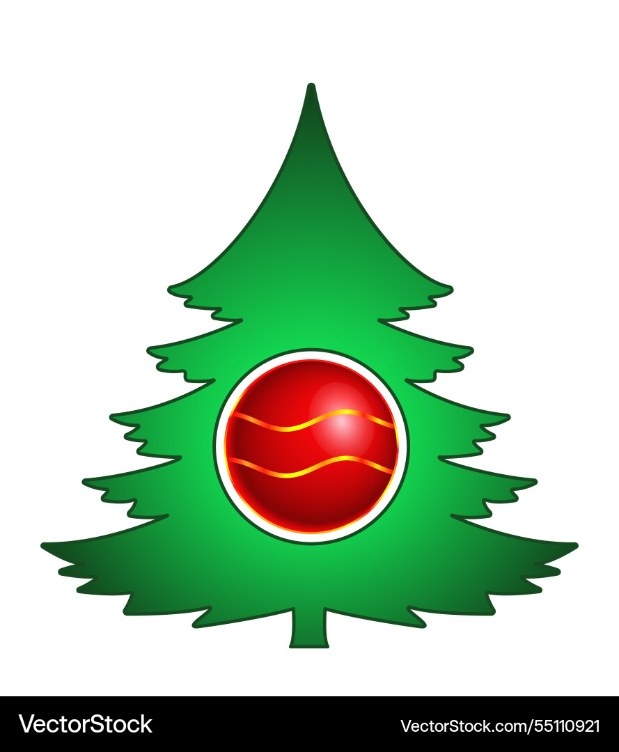 Christmas tree and ball Royalty Free Vector Image