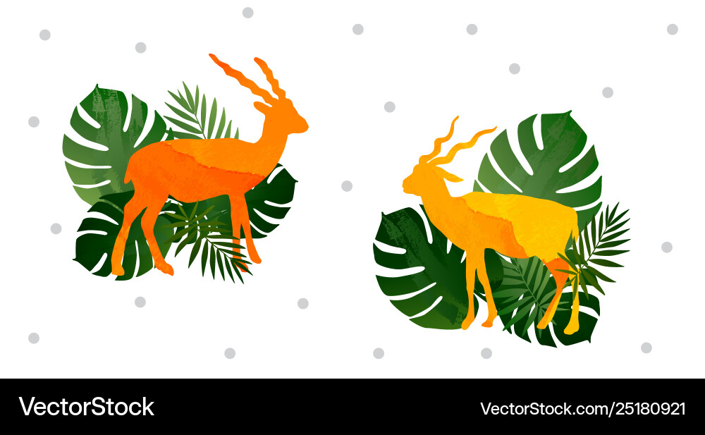 Colorful watercolor blackbuck deer pattern Vector Image
