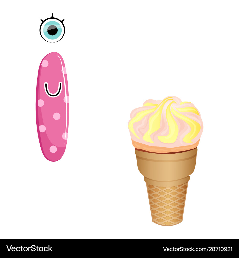 Cute kids cartoon alphabet letter i Royalty Free Vector