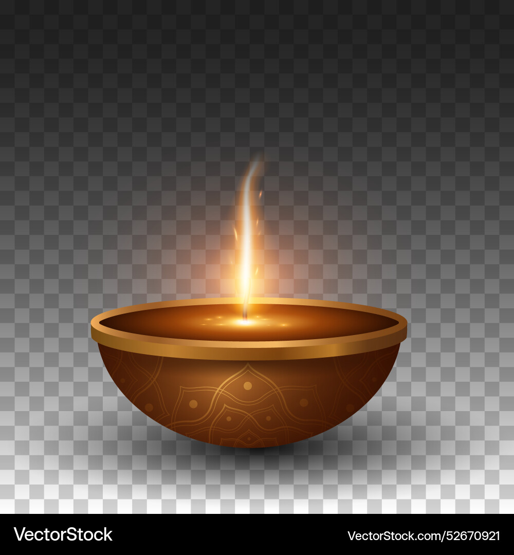 Diya lamp with hindu pattern isolated on Vector Image