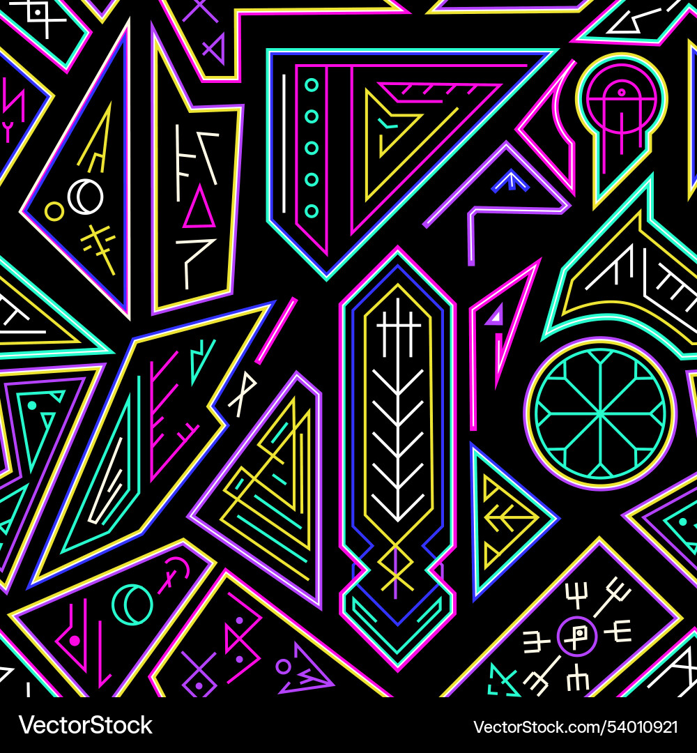Electric tribal runes seamless pattern Royalty Free Vector