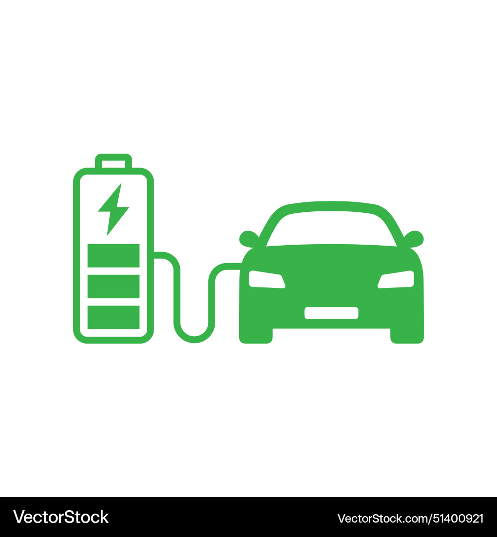 Ev Auto Lade Batterie-Symbol und elektrische Vektorbild