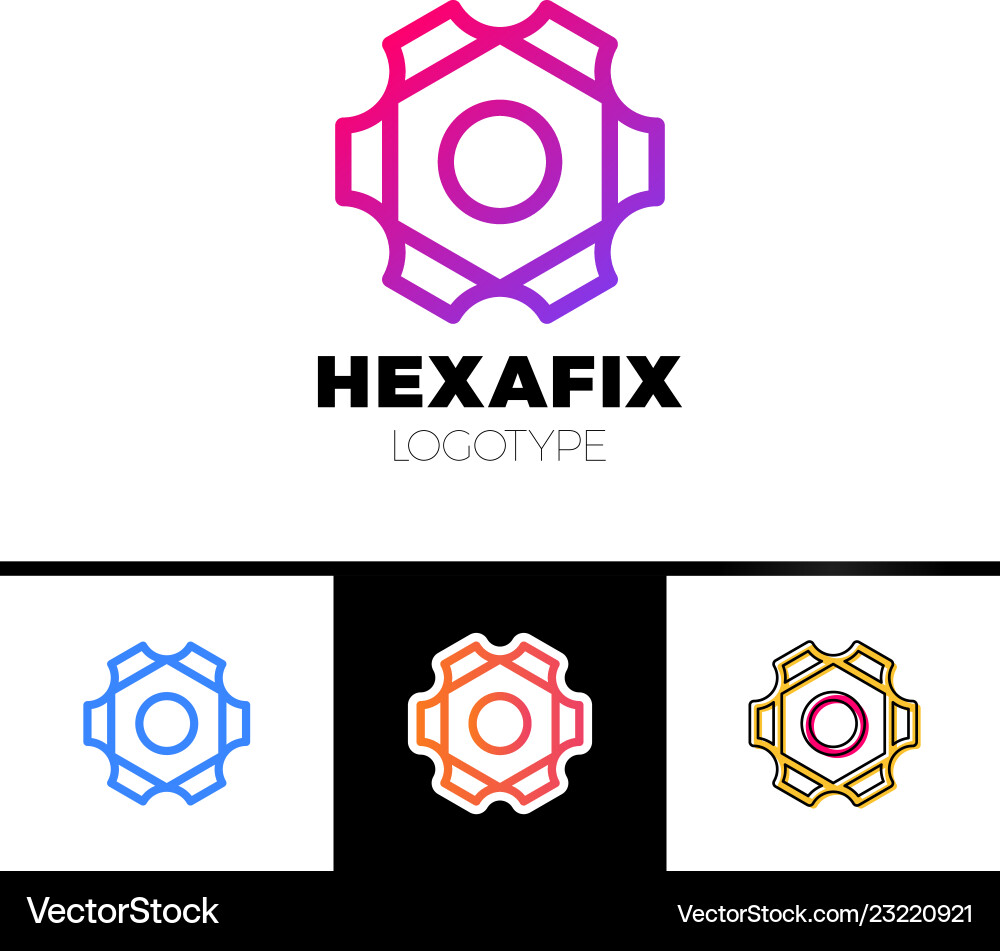 Industrial Gear & Hexagon Logo Royalty Free Vector Image
