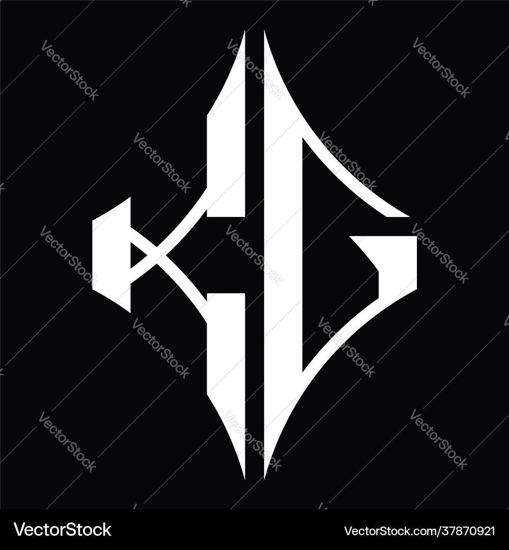 KG Monogram Logo - Diamond Shape Royalty Free Vector Image