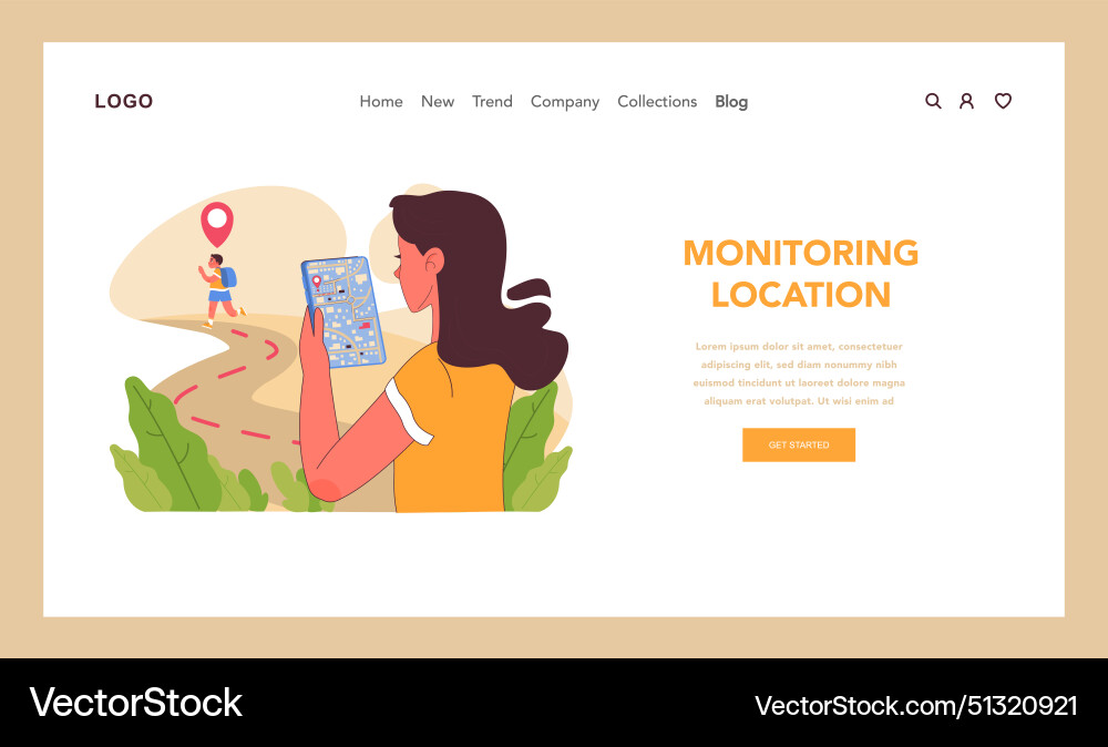 Monitoring location concept flat Royalty Free Vector Image