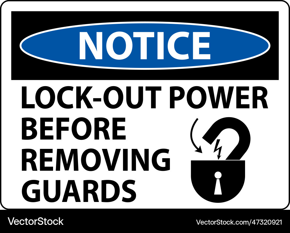 Notice lock-out power label on white background Vector Image