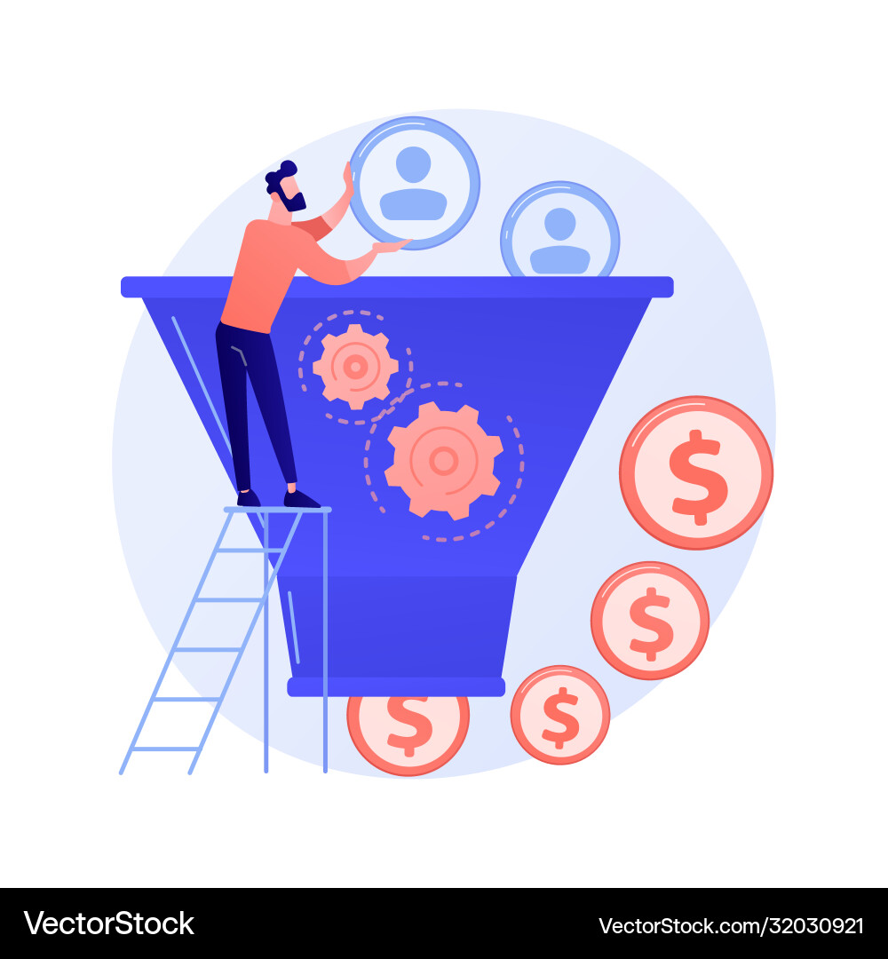 Sales funnel concept metaphor Royalty Free Vector Image