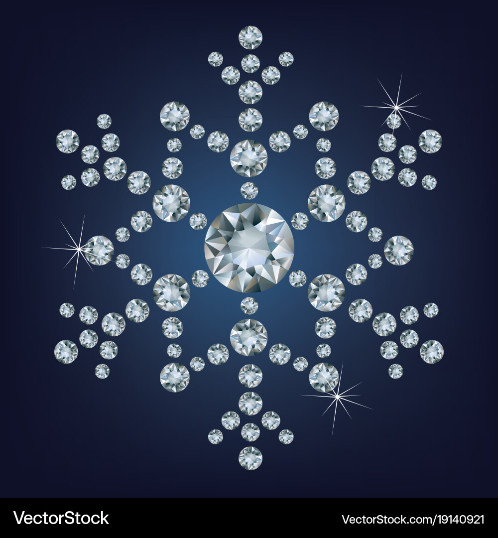 Snowflake made a lot of from diamonds Royalty Free Vector