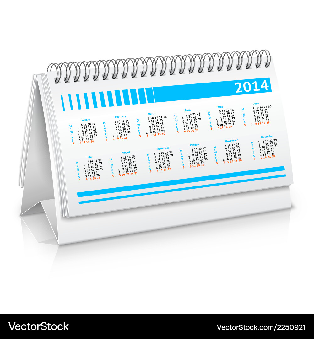 Spiral Calendar Mockup Royalty Free Vector Image