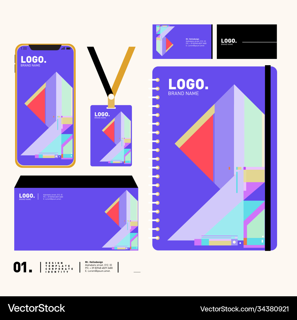 Stationery corporate brand identity mockup set Vector Image