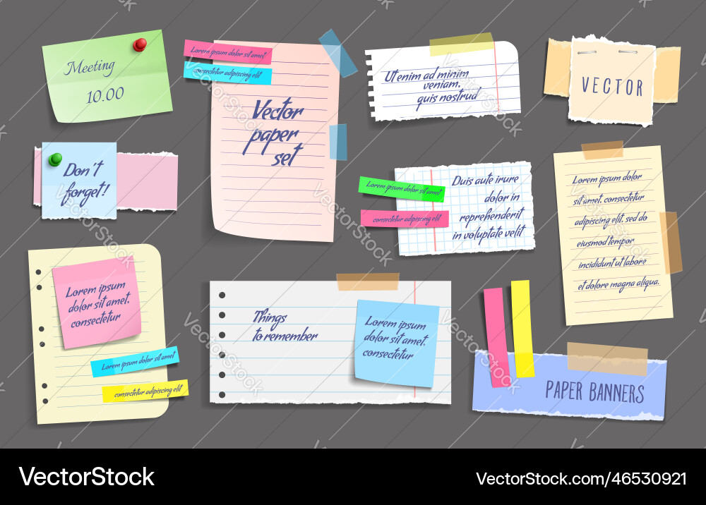 Sticky Notes & Paper Tape Collection Vector Image
