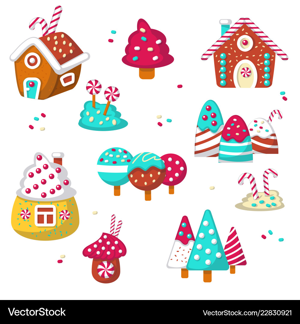 Sweet candy icon set isolated Royalty Free Vector Image