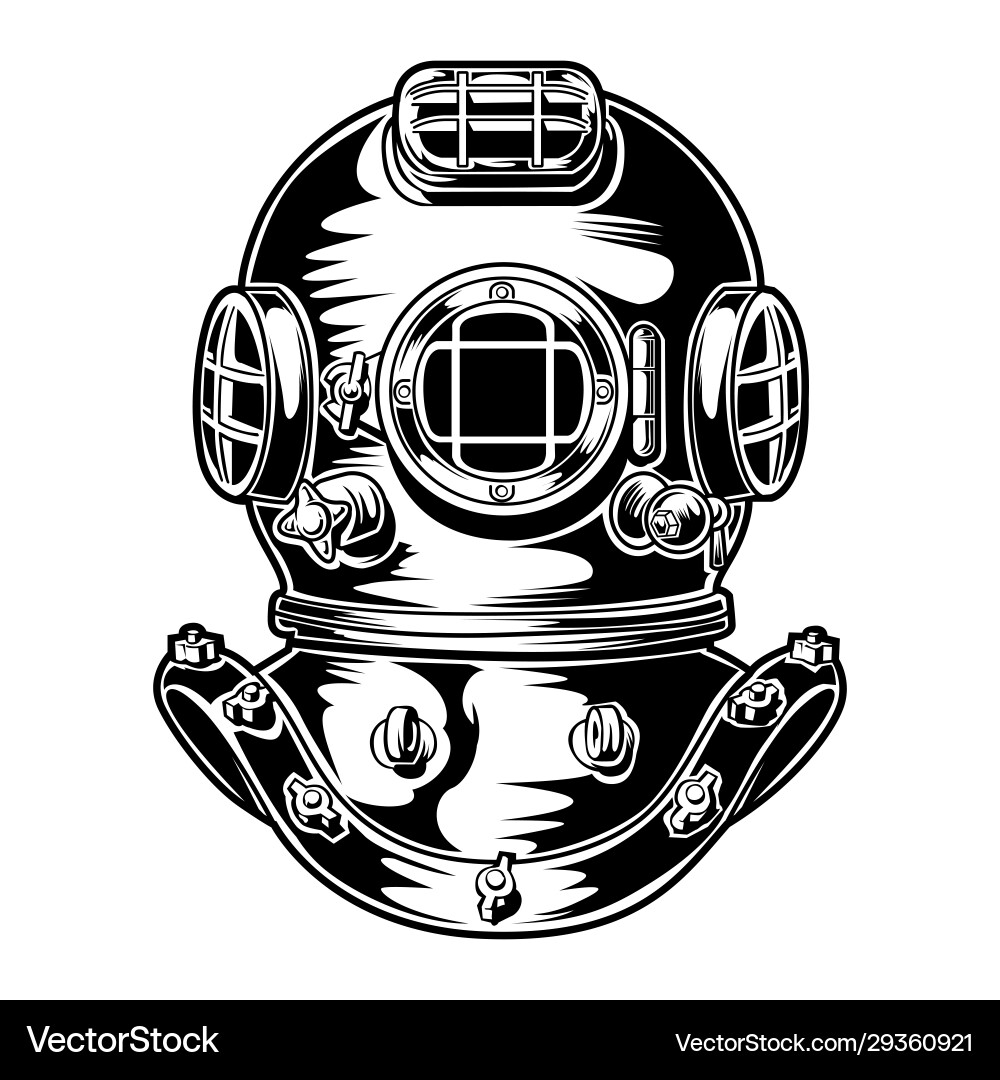 Vintage brass scuba diving mask Royalty Free Vector Image