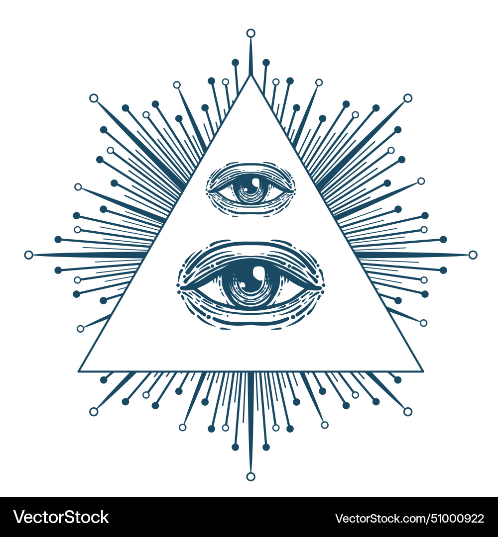 Blackwork tattoo flash eye of providence masonic Vector Image