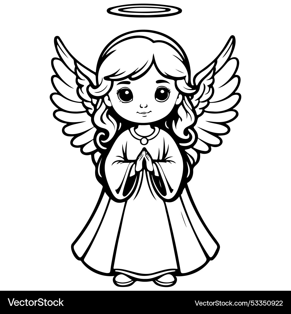 Cartoon angel drawing vintage line image Vector Image