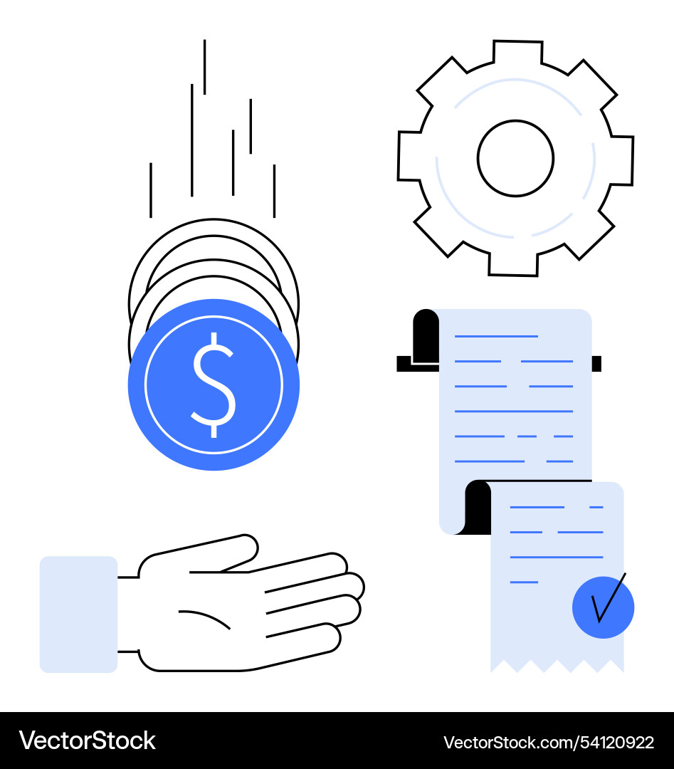 Efficient payment process hand receiving coins Vector Image