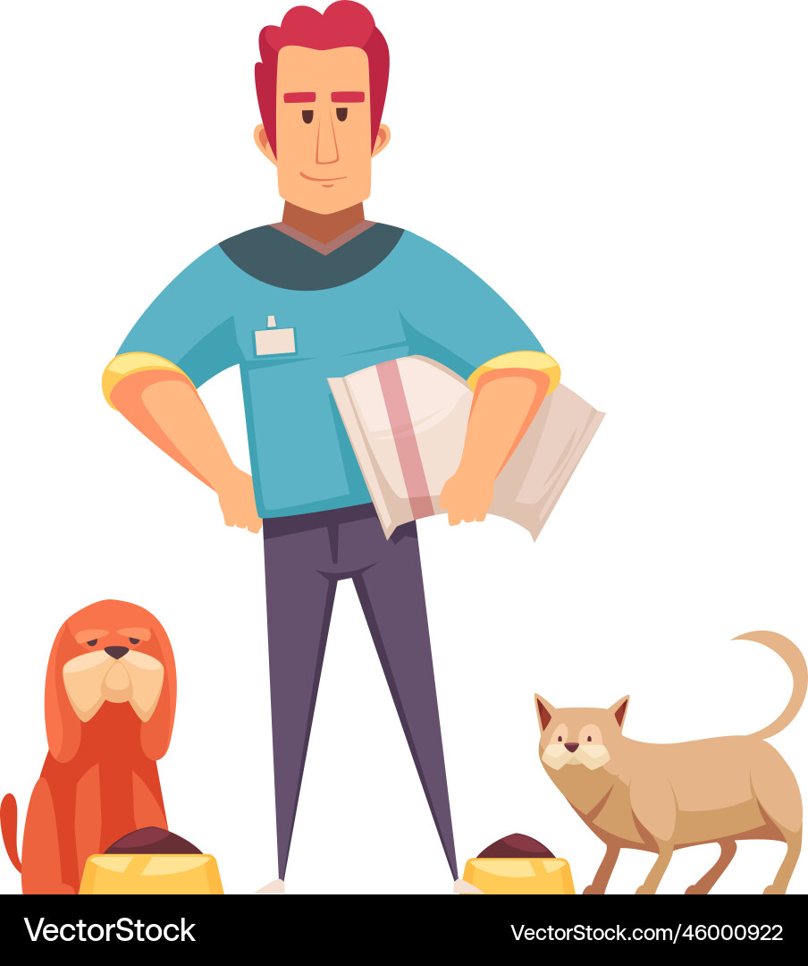 Feeding dogs shelter composition Royalty Free Vector Image