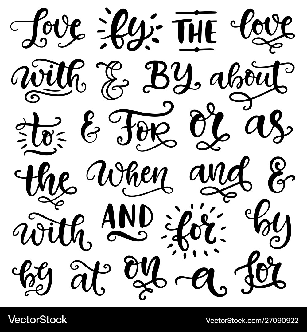 Handwritten catchwords and ampersands set Vector Image