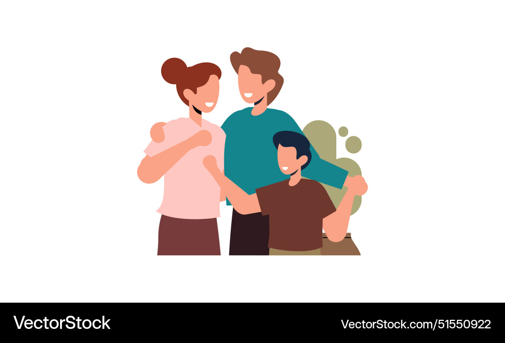 Happy big families hug Royalty Free Vector Image